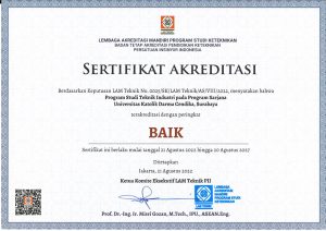 Sertifikat Akreditasi - Program Studi Teknik Industri